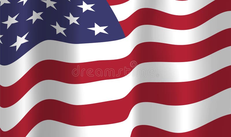 The US Flag Flapping in the Wind. Vector Illustration Stock ...