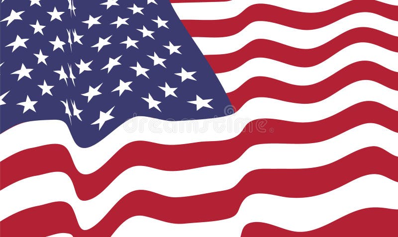 The US Flag Flapping in the Wind. Vector Illustration Stock ...