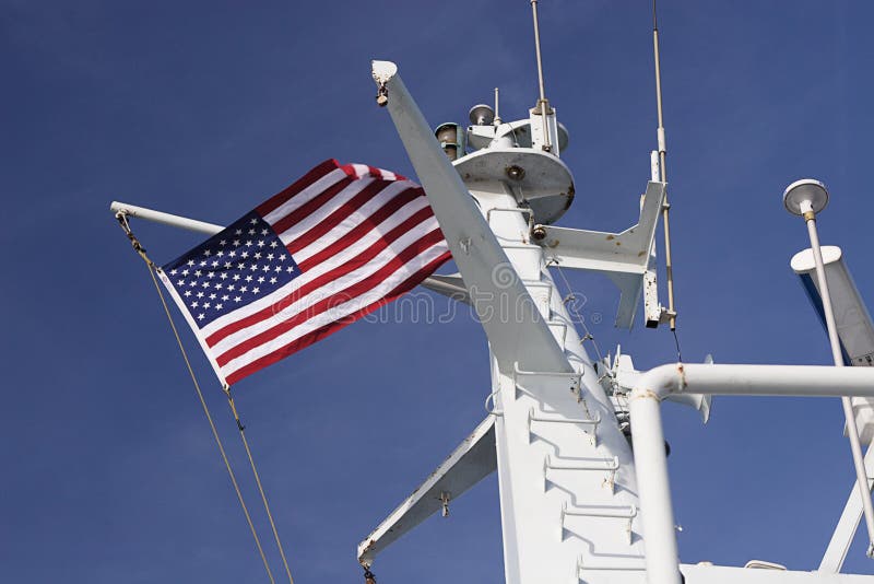 Us Flag Flying on Ferry Boat Stock Photo - Image of rust, ferry: 3799910