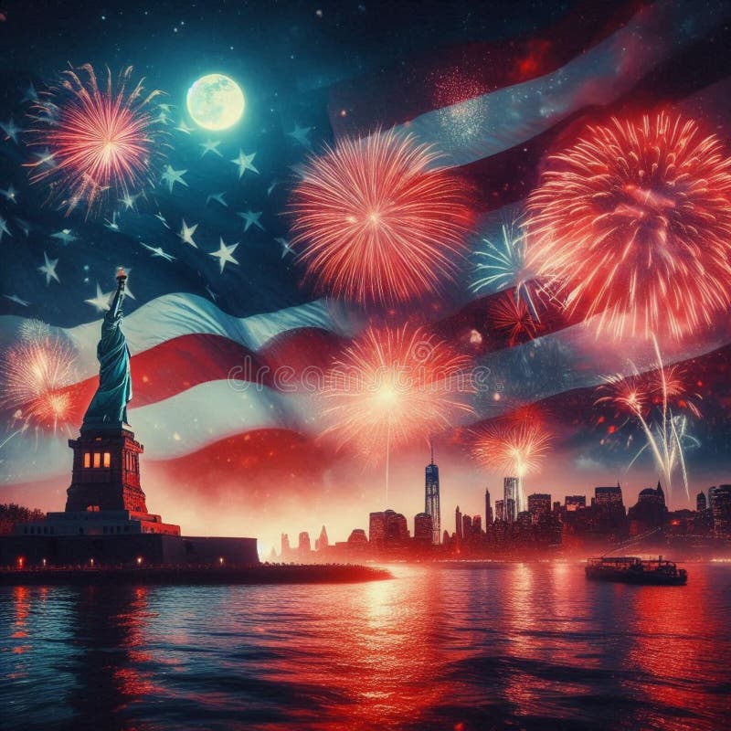 US Flag inspired fireworks stock image. Image of inspired - 324365177