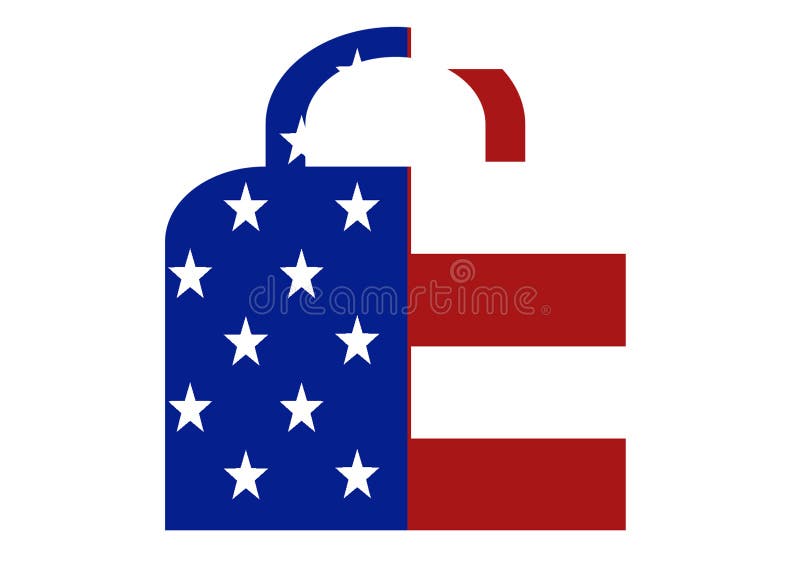US flag lock symbol stock illustration. Illustration of card - 79711073