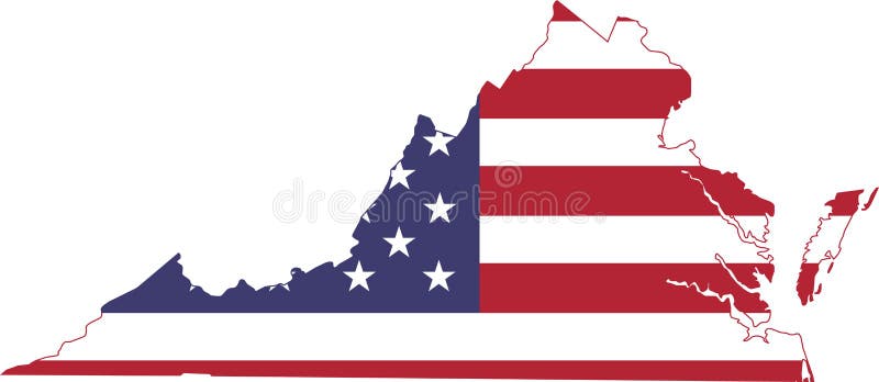 US Flag Map of Virginia, USA Stock Vector - Illustration of black, arms ...