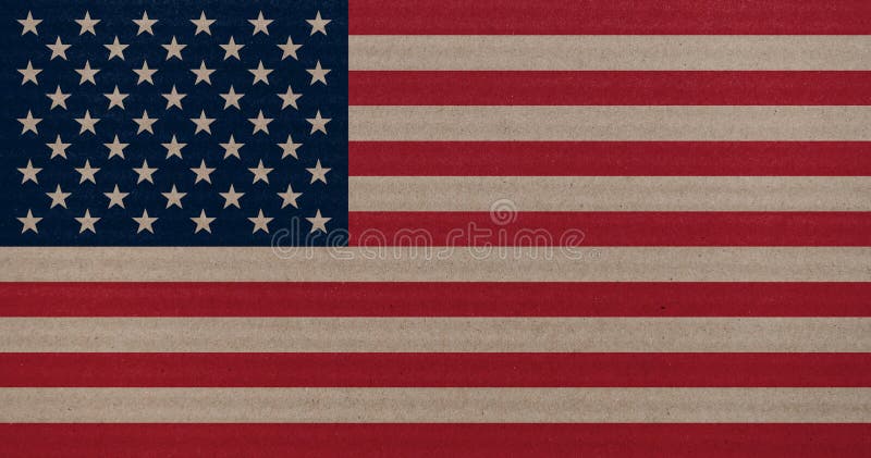 US Flag on Paper. American Flag Painted on Crumpled Craft Paper Stock ...