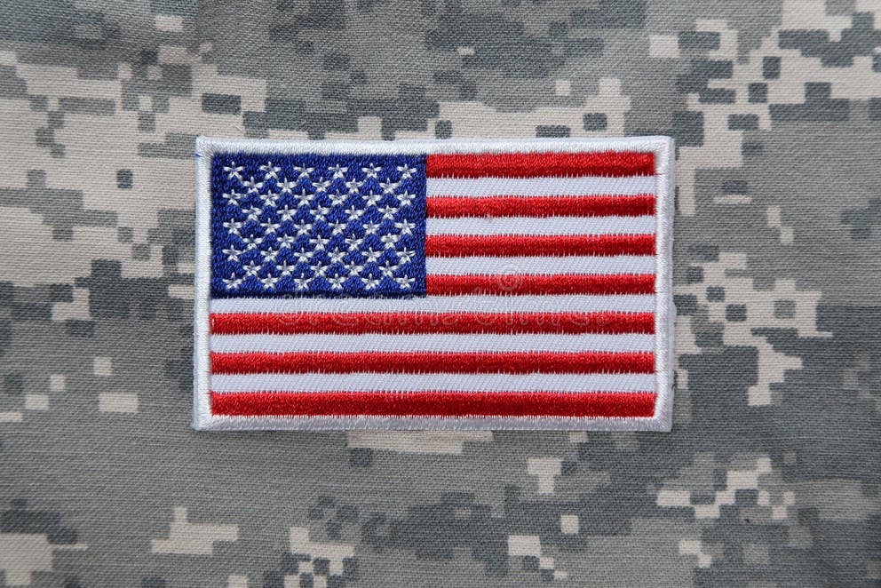 US Flag Patch on Solder Uniform Stock Image - Image of camo, patch ...