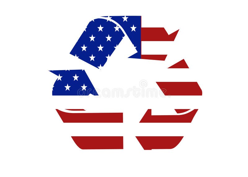 Recycle Symbol and US Flag stock illustration. Illustration of customs ...