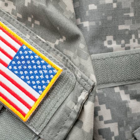 US Flag Shoulder Patch on Military Uniform - Studio Shot Stock Photo ...