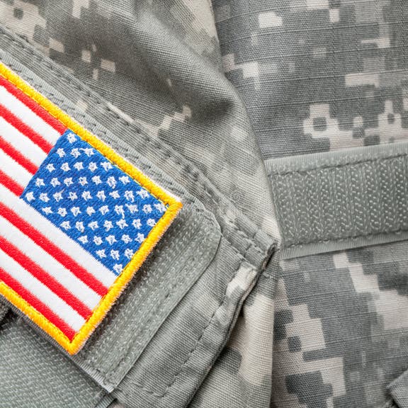 US Flag Shoulder Patch on Military Uniform - Studio Shot Stock Photo ...