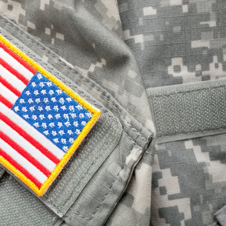 US Flag Shoulder Patch on Military Uniform - Studio Shot Stock Photo ...