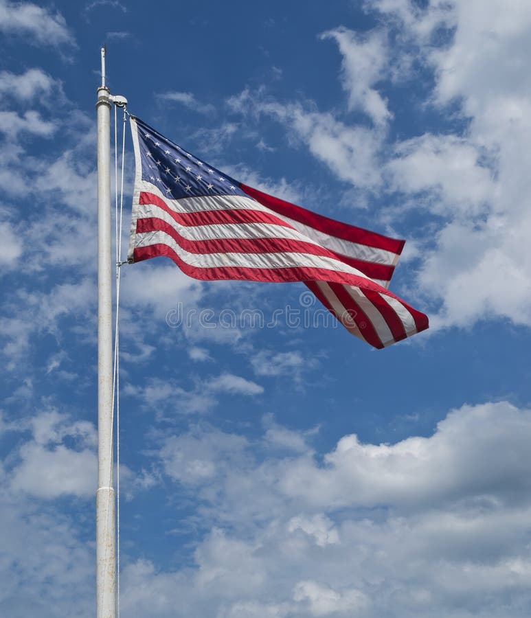 US Flag with Sky and Clouds Stock Photo - Image of unitedstates ...