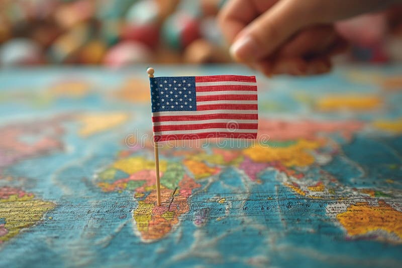 The US Flag is on the World Map. Stock Image - Image of concept ...