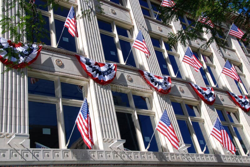Us flags on building stock image. Image of government - 141476717
