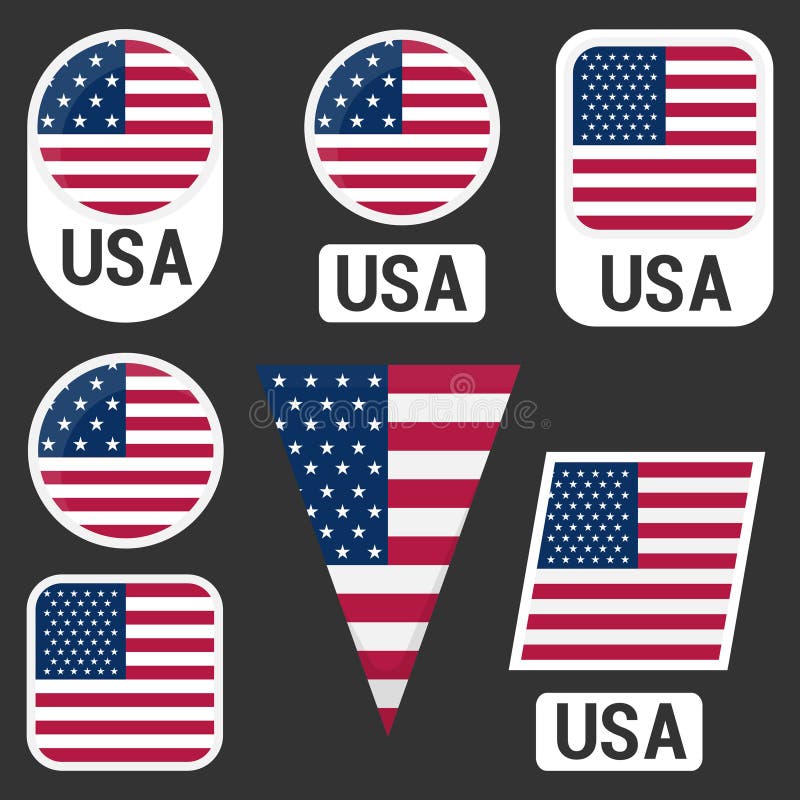 US Flags Collection. Flags of Different Geometric Shapes Stock Vector ...