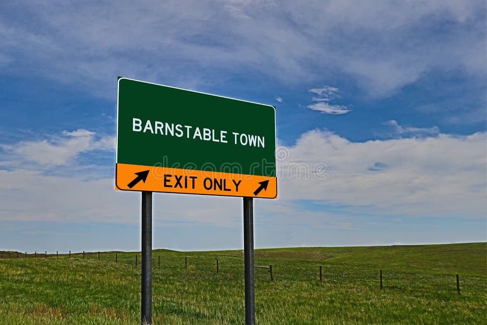 US Highway Exit Sign for Barnstable Town Stock Photo - Image of metal ...