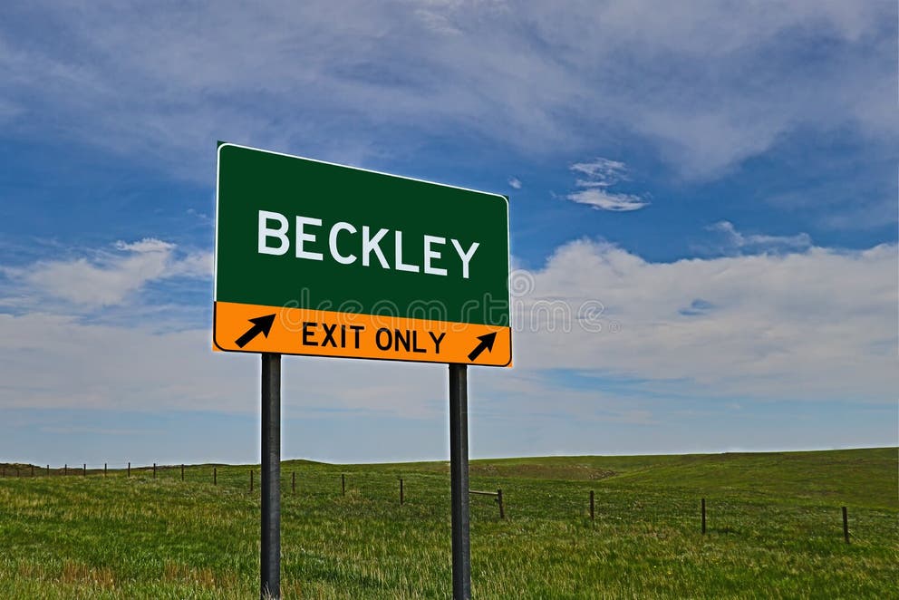 US Highway Exit Sign for Beckley Stock Image - Image of lost, city ...
