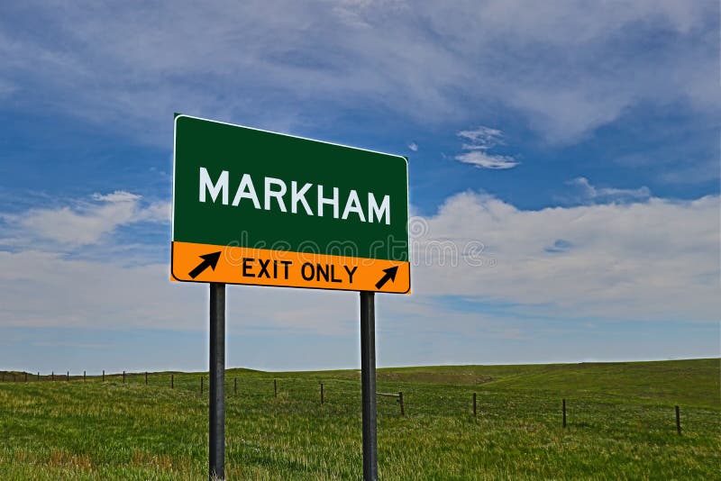 US Highway Exit Sign for Markham Stock Photo - Image of place, daytime ...