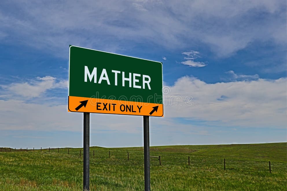 US Highway Exit Sign for Mather Stock Photo - Image of field, directional: 122061152