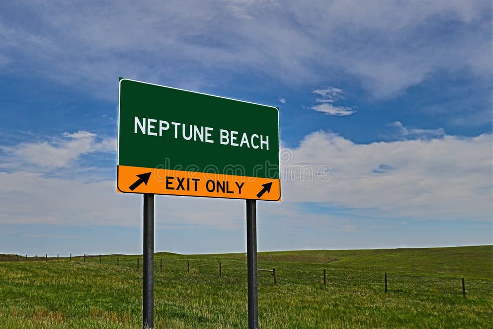 US Highway Exit Sign for Neptune Beach Stock Photo - Image of location ...