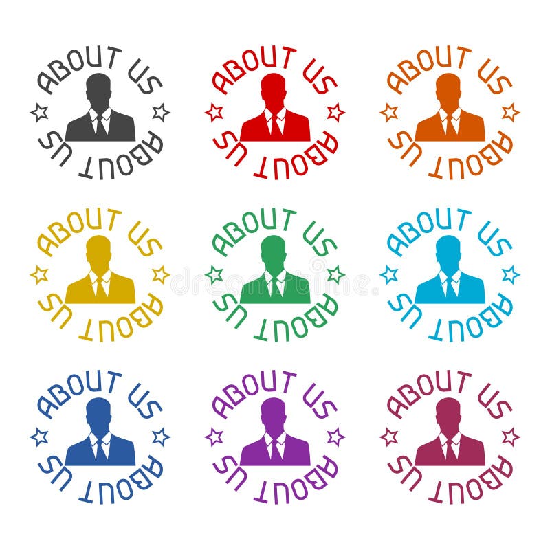 About Us Icon or Logo, Color Set Stock Vector - Illustration of online ...