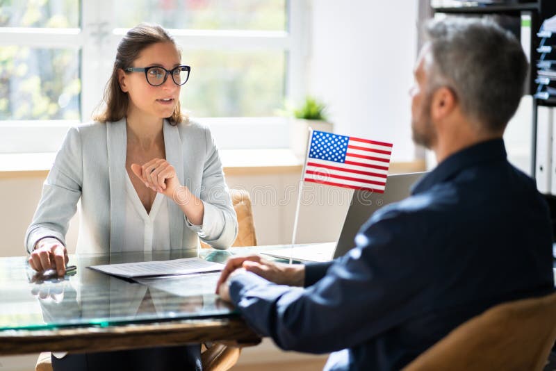 US Immigration Application and Visa Interview Stock Image - Image of ...