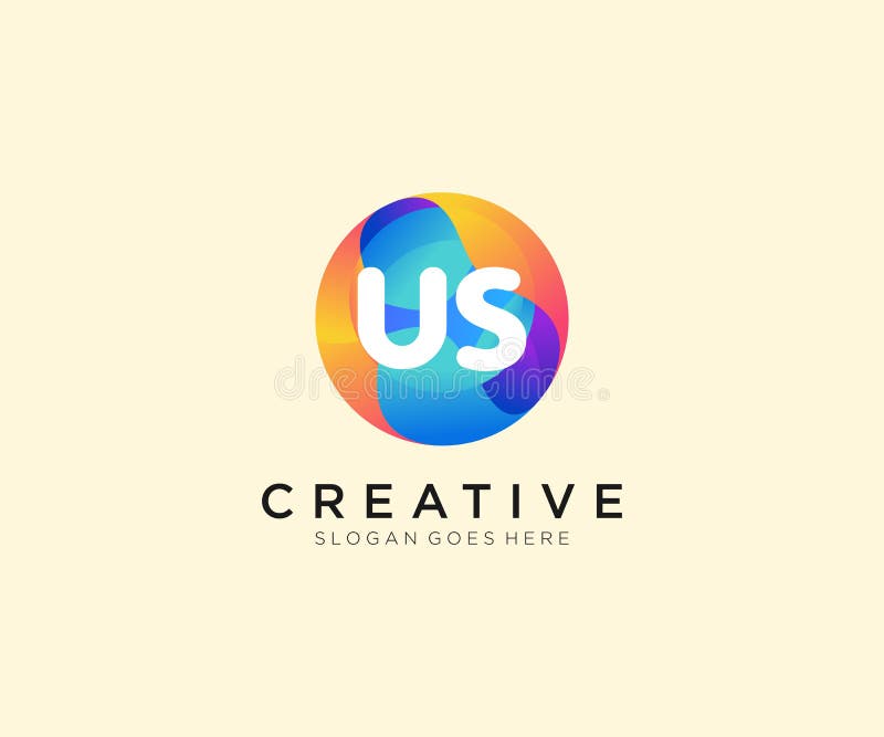 US Initial Logo with Colorful Circle Template Vector Stock Vector ...