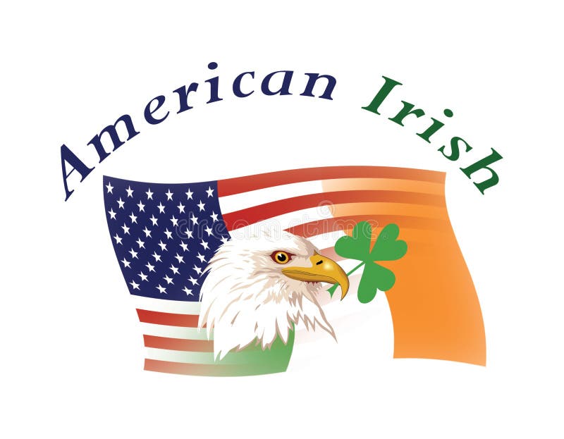 US & Irish Flags Blended, And National Emblems Stock Illustration ...