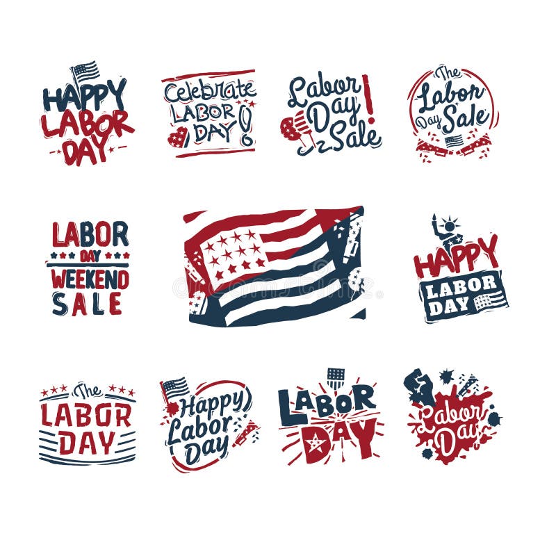 US Labor Day Labels. Vector Illustration Decorative Design Stock Vector ...