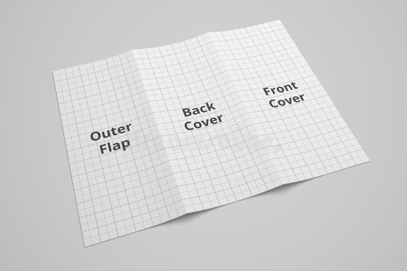 US Letter Tri Fold Brochure 3D Illustration Mockup with Grid No. 5 ...
