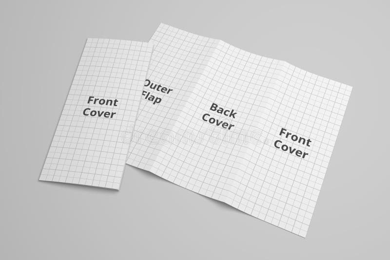 US Letter Tri Fold Brochure 3D Illustration Mockup with Grid No. 6 ...