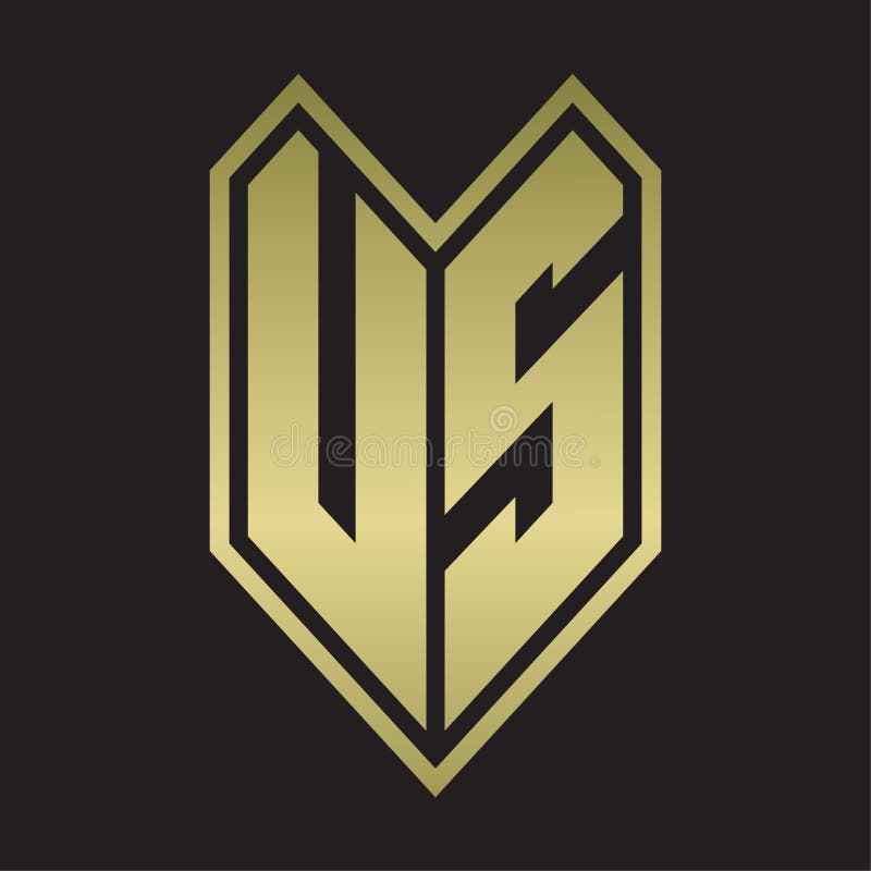 US Logo Monogram with Emblem Line Style Isolated on Gold Colors Stock ...