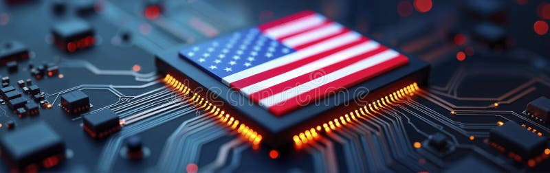 A Us-made Computer Chip with the Flag of the United States, Ensuring ...