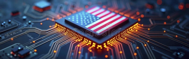A Us-made Computer Chip with the Flag of the United States, Ensuring ...