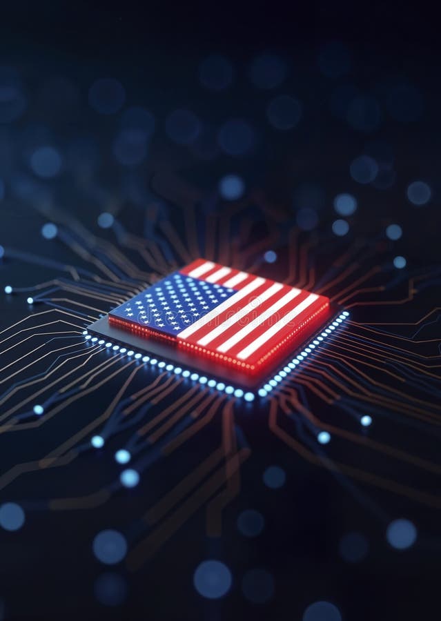 A Us-made Computer Chip with the Flag of the United States, Ensuring ...