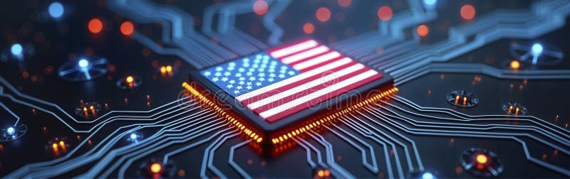 A Us-made Computer Chip with the Flag of the United States, Ensuring ...