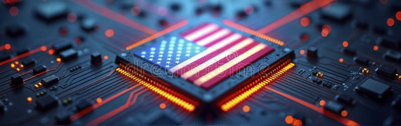 A Us-made Computer Chip with the Flag of the United States, Ensuring ...