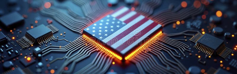 A Us-made Computer Chip with the Flag of the United States, Ensuring ...