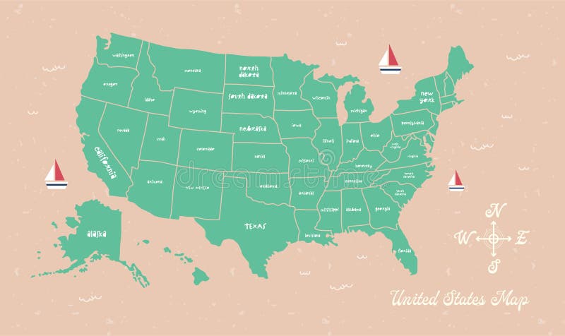 Colorful USA Map Featuring State Names for Educational Proposed Stock ...