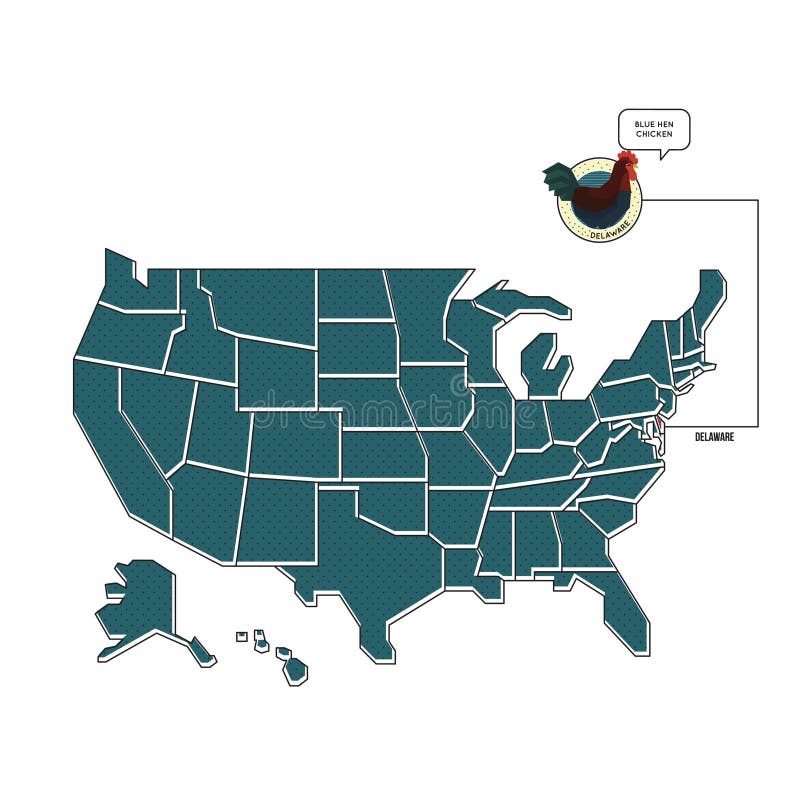 Us Map with Delaware State Bird. Vector Illustration Decorative Design ...