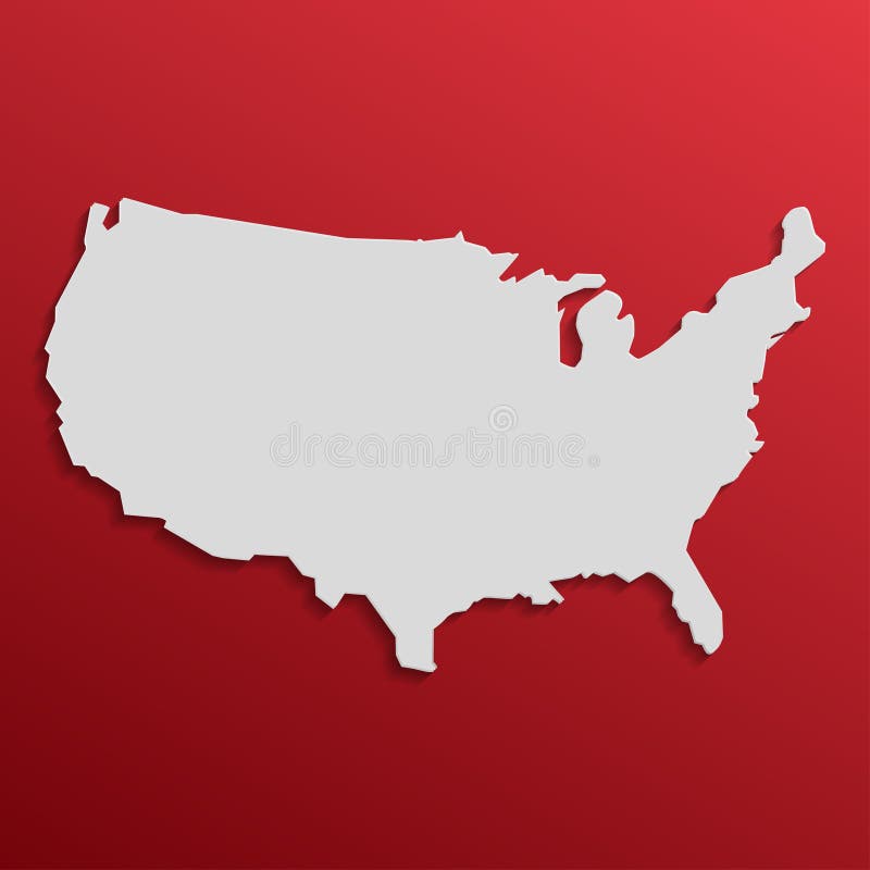 US Map in Gray with Shadows and Gradients on a Red Background Stock ...