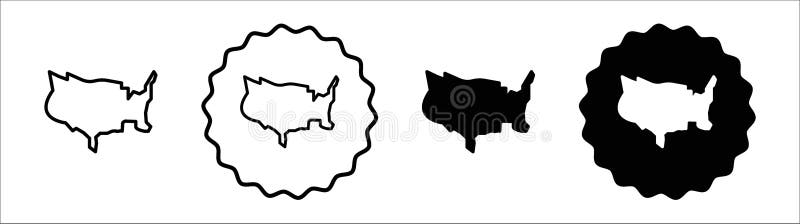 US Map Icon Symbol Set Collection. US Map Simple Vector Sign Bundle ...