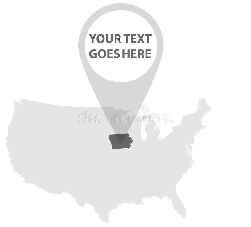 US Map - IOWA with Location Pin on it. Stock Vector - Illustration of ...