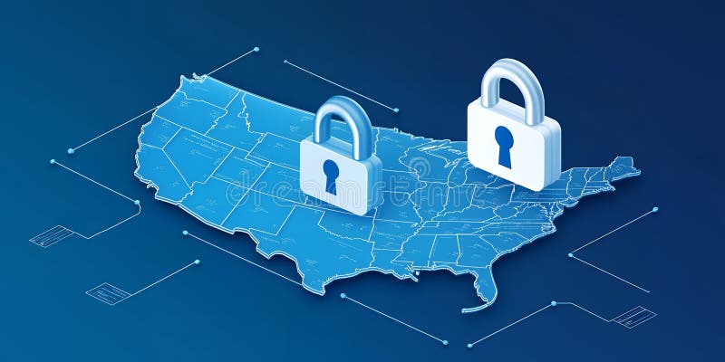 US Map with Locks for Security Stock Illustration - Illustration of ...