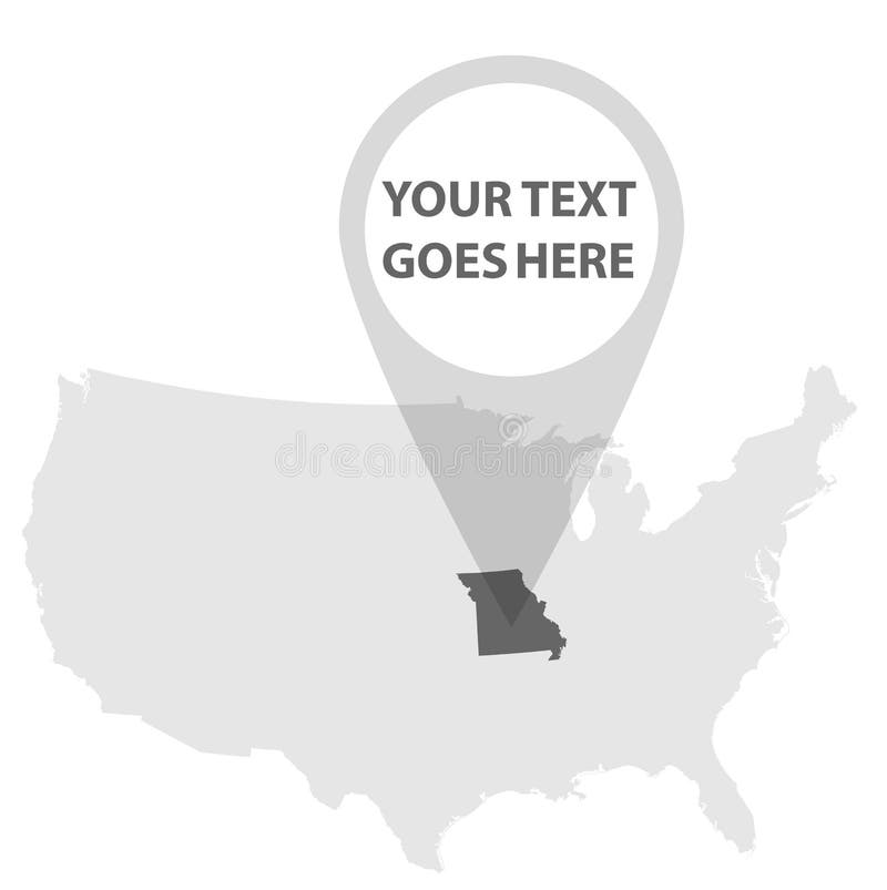 US Map - MISSOURI with Location Pin on it. Stock Vector - Illustration ...