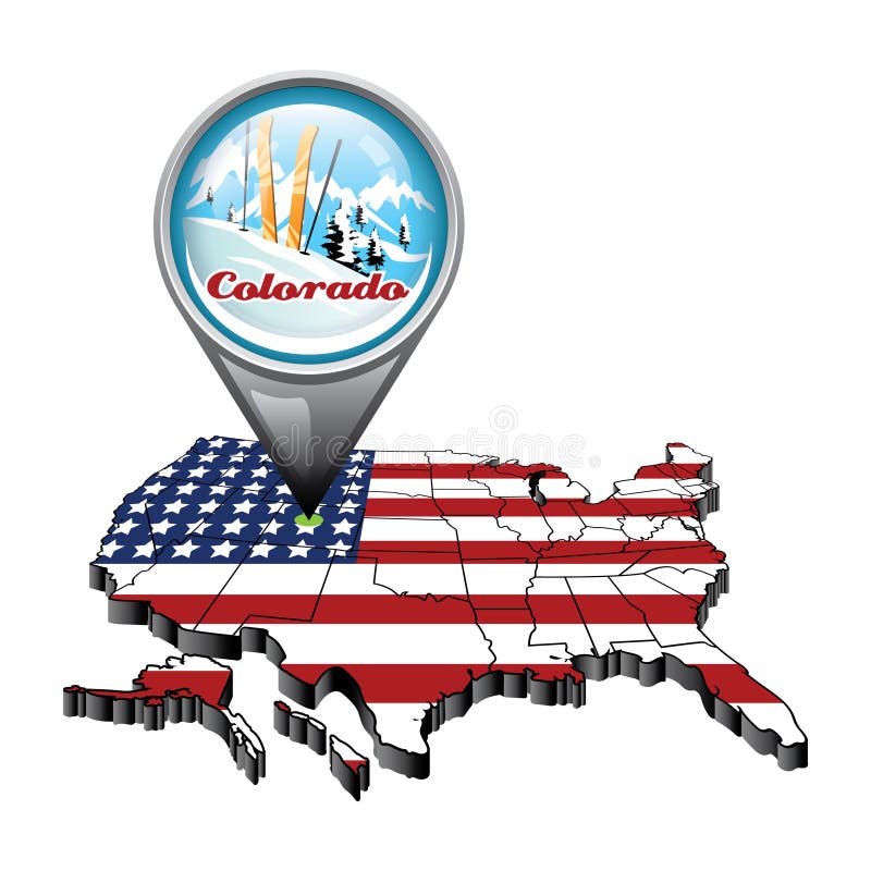 US Map with Pin Showing Colorado State. Vector Illustration Decorative ...