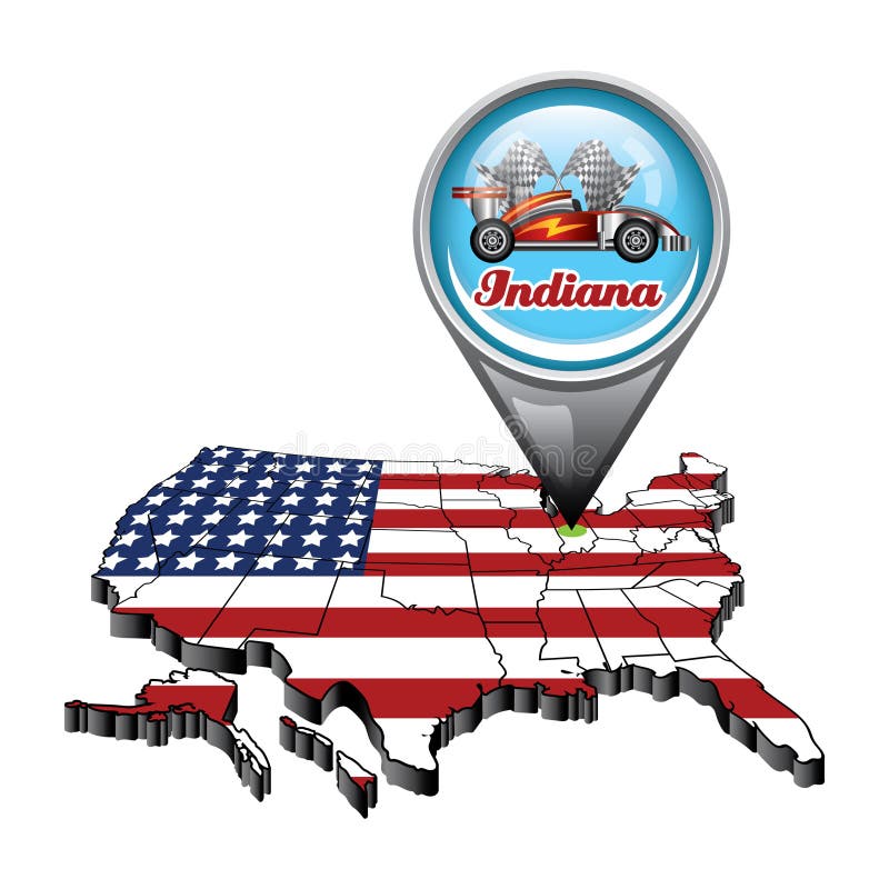 US Map with Pin Showing Indiana State. Vector Illustration Decorative ...