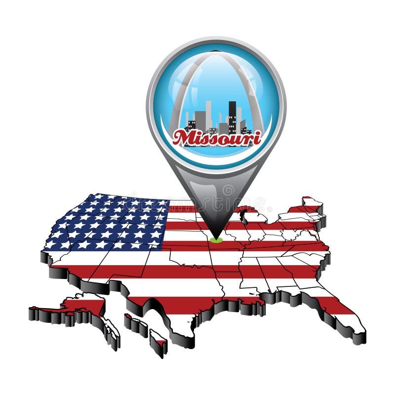 US Map with Pin Showing Missouri State. Vector Illustration Decorative ...