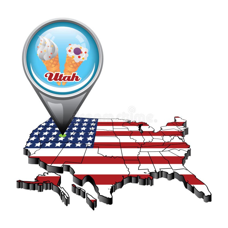 US Map with Pin Showing Utah State. Vector Illustration Decorative ...
