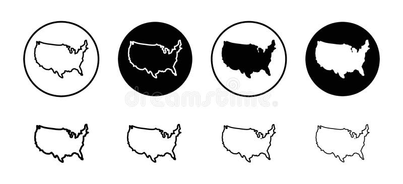 US Map Vector Icon Set Collection. US Map Outline Flat Icon Stock ...