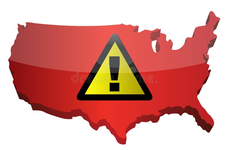 US map and warning sign stock illustration. Illustration of exclamation ...