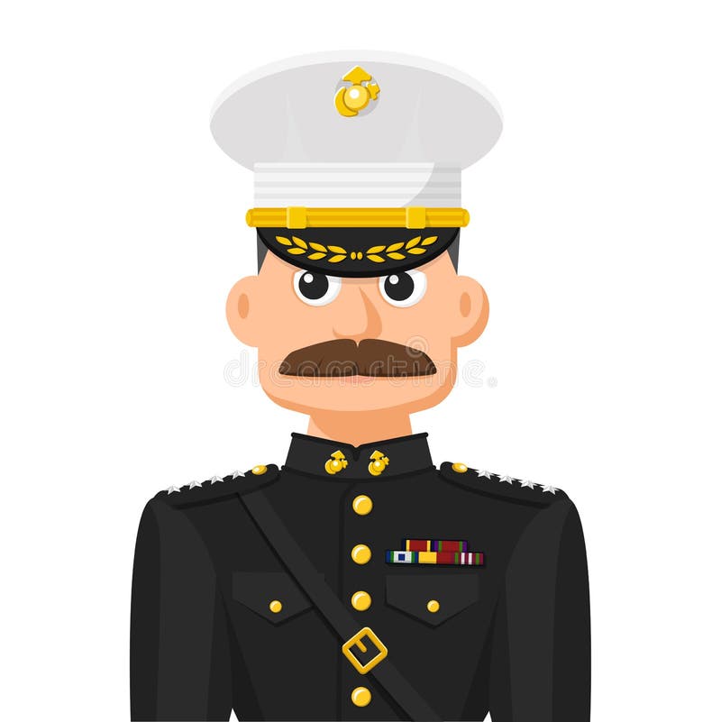 US Marine Commander in Simple Flat Vector. Stock Vector - Illustration ...