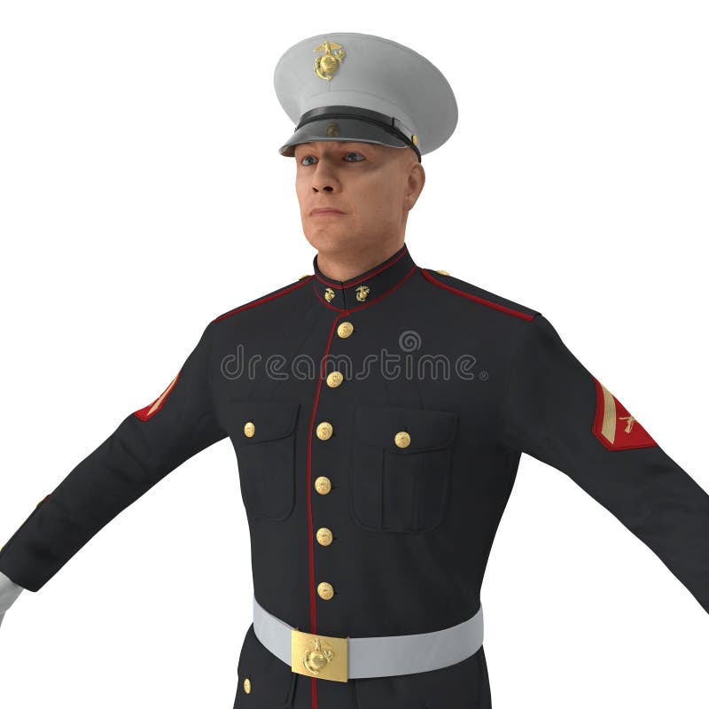 US Marine Corps Soldier In Parade Uniform Standing Pose Isolated 3D ...